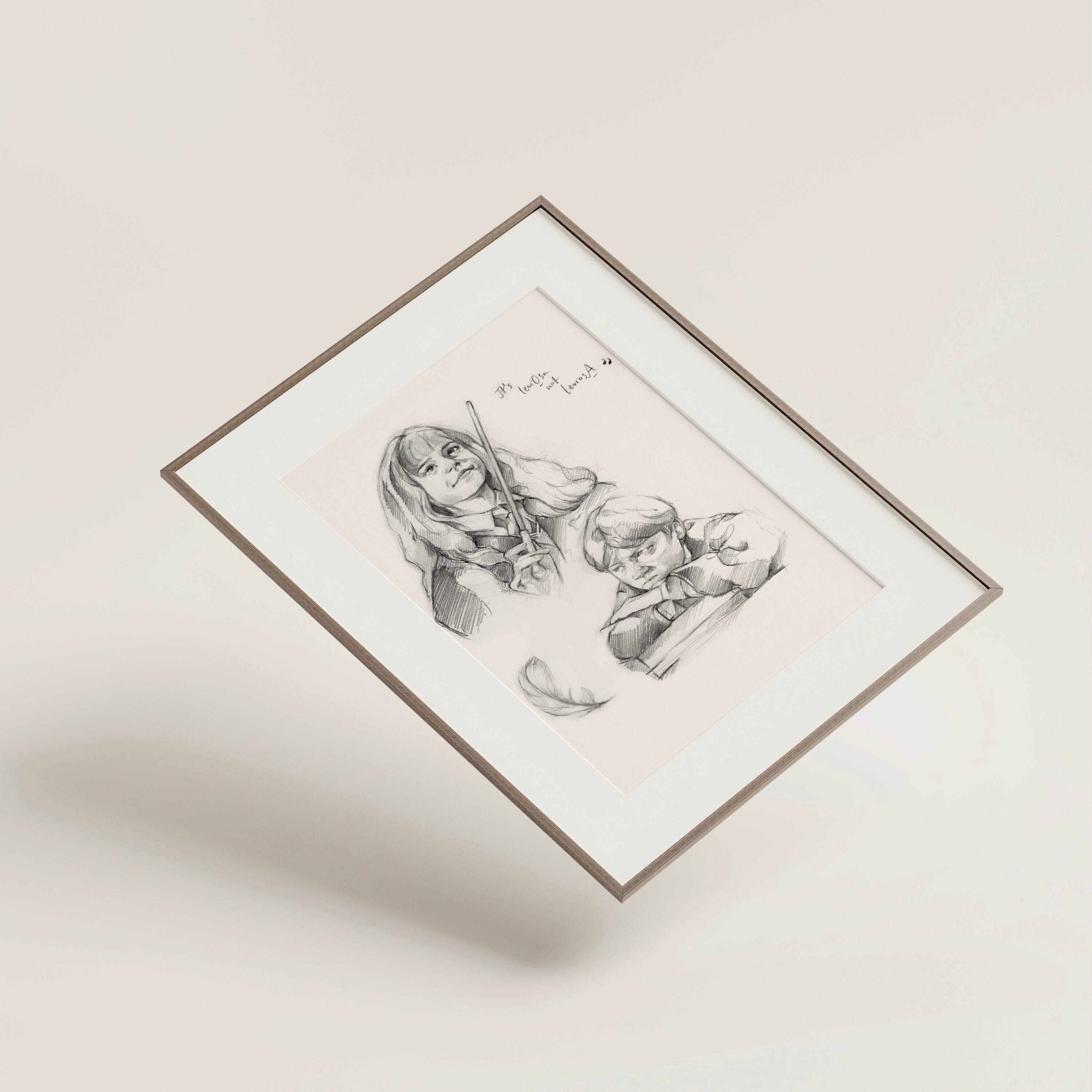 Ron & Hermione: Harry Potter Leviosa scene illustration Art Print ...