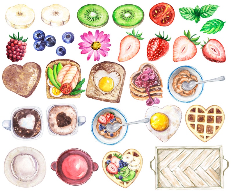 Romantic Breakfast, Valentines Breakfast, Clipart, Valentines Clipart ...