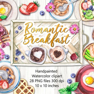 Romantic Breakfast, Valentines Breakfast, Clipart, Valentines Clipart ...