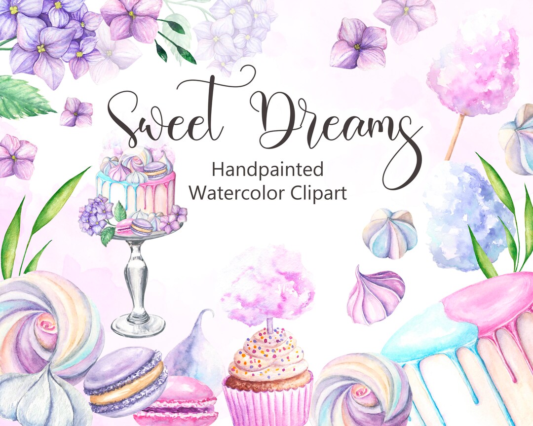 Sweet Dreams Bakery, Watercolor Bakery Clipart, Cake Watercolor Clipart ...