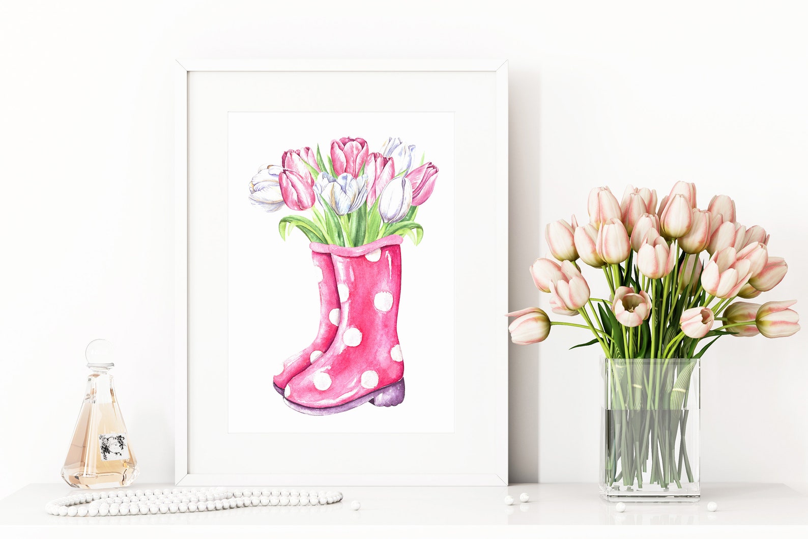 Rustic Spring Watercolor Clipart, Tulips Floral Clipart, Spring Flowers ...