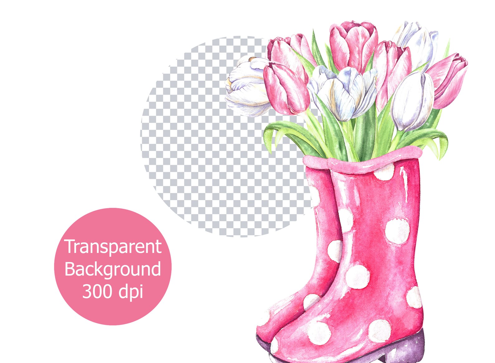 Rustic Spring Watercolor Clipart, Tulips Floral Clipart, Spring Flowers ...