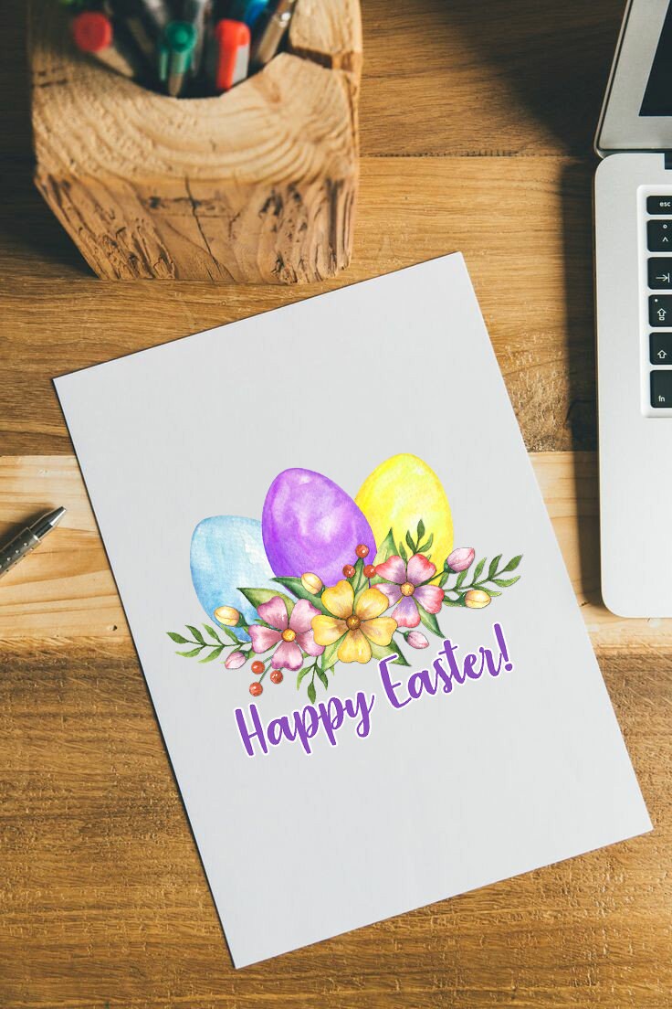 Watercolor Easter Clipart, Happy Easter Clipart, Folk Art Easter ...