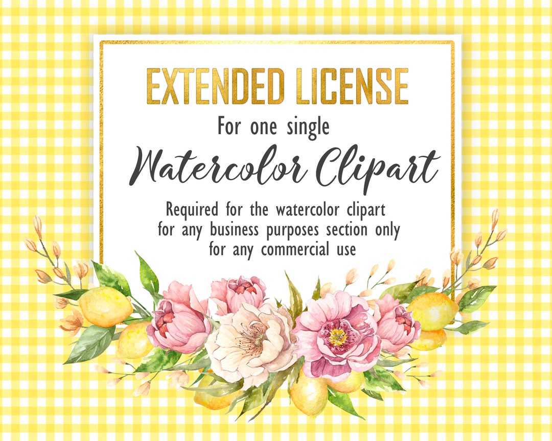 Extended License for Handpainted Watercolor Clipart - Add-on Item for ...