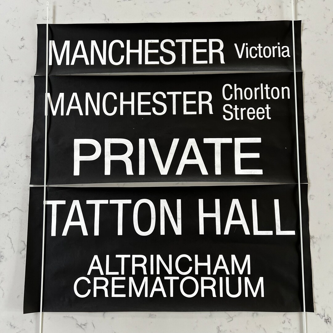 1980s Bus Sign INDIVIDUAL Place-name Manchester 2 Manchester Victoria ...