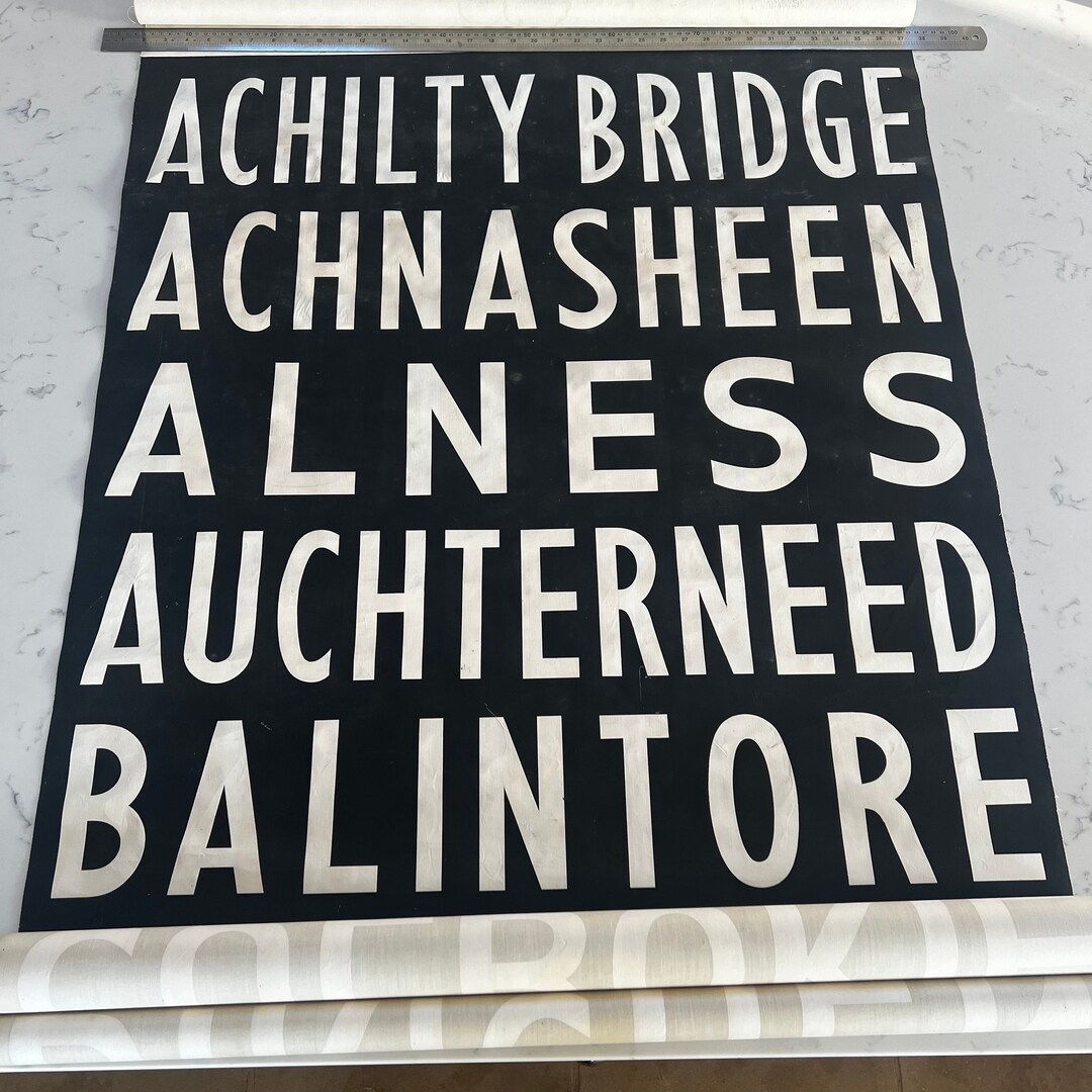 1960s Bus Sign INDIVIDUAL Place-name Ross-shire / Achilty Bridge ...