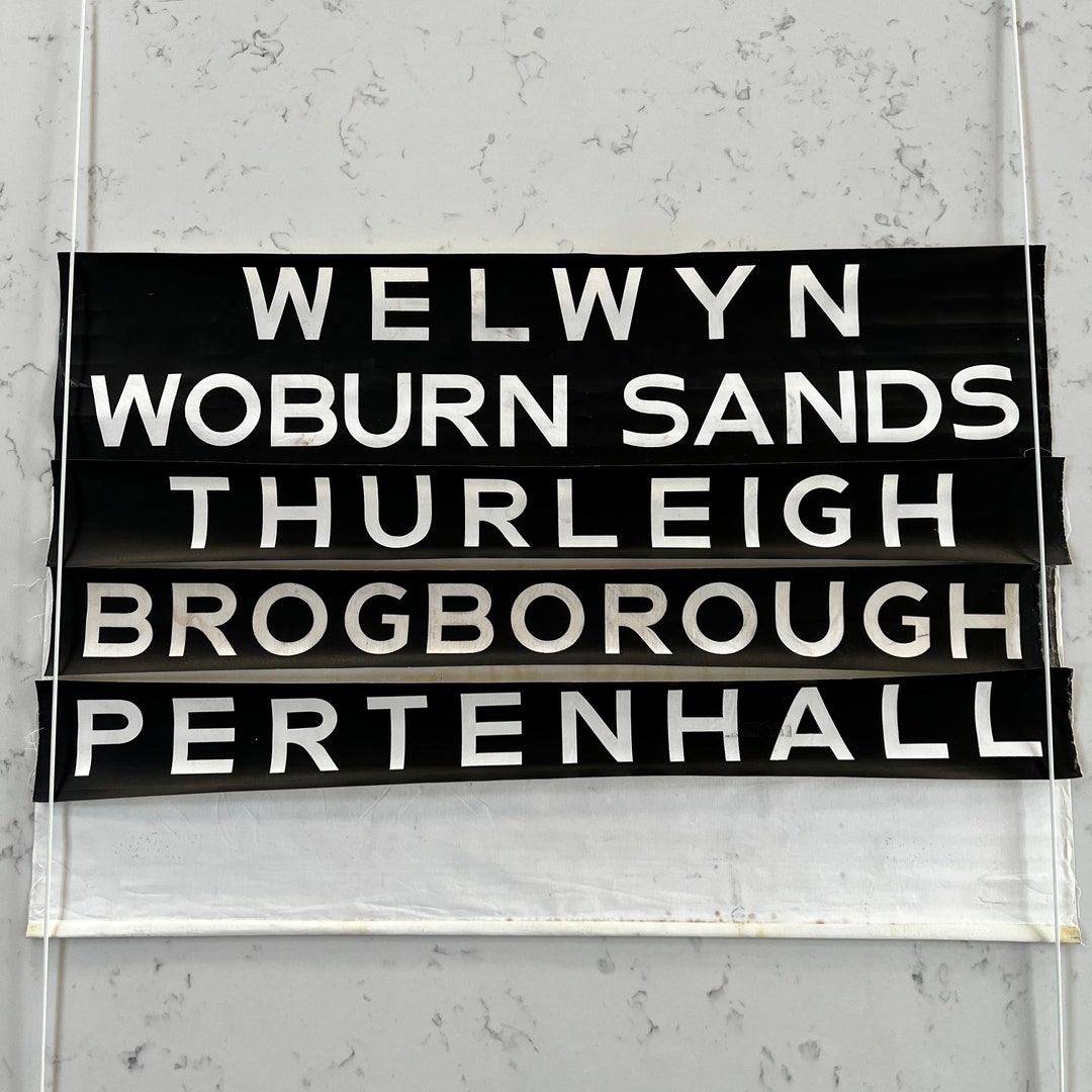 1970s Bus Sign INDIVIDUAL Place-name Bedfordshire 2 / Welwyn / Woburn ...