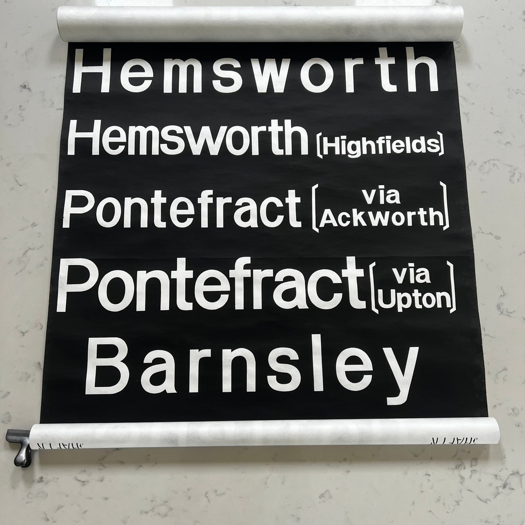 Yorkshire Vintage 1980 Bus Sign Destination Sign INDIVIDUAL : Hemsworth ...