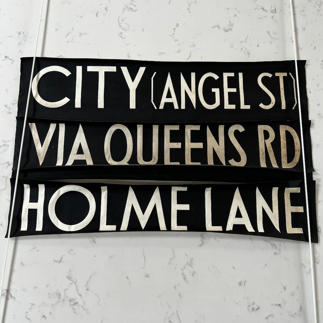 1960s Tram / Bus Sign Individual Place-name Sheffield / Angel St ...