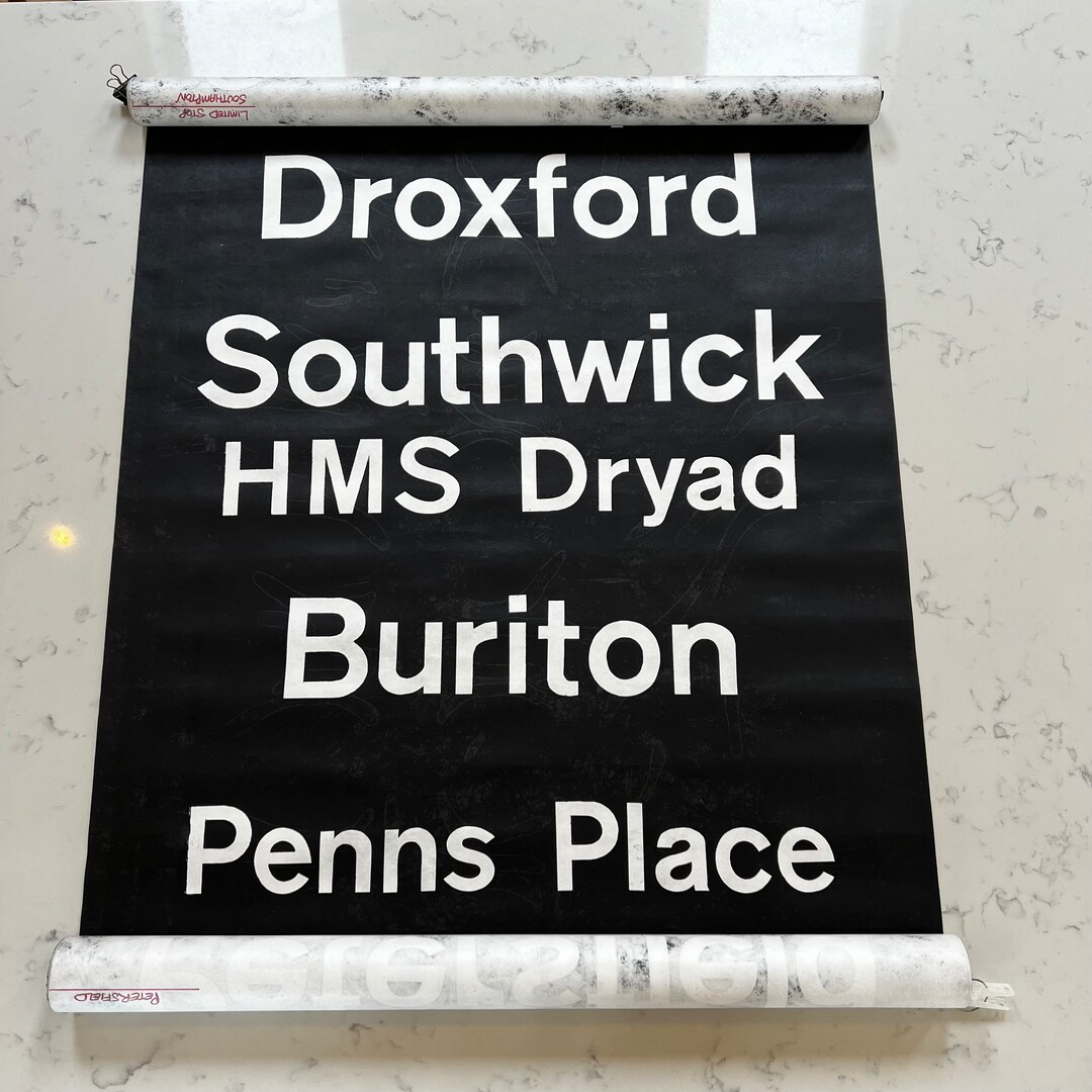 1981 Bus Sign INDIVIDUAL Place-name Portsmouth / Droxford / Southwick ...