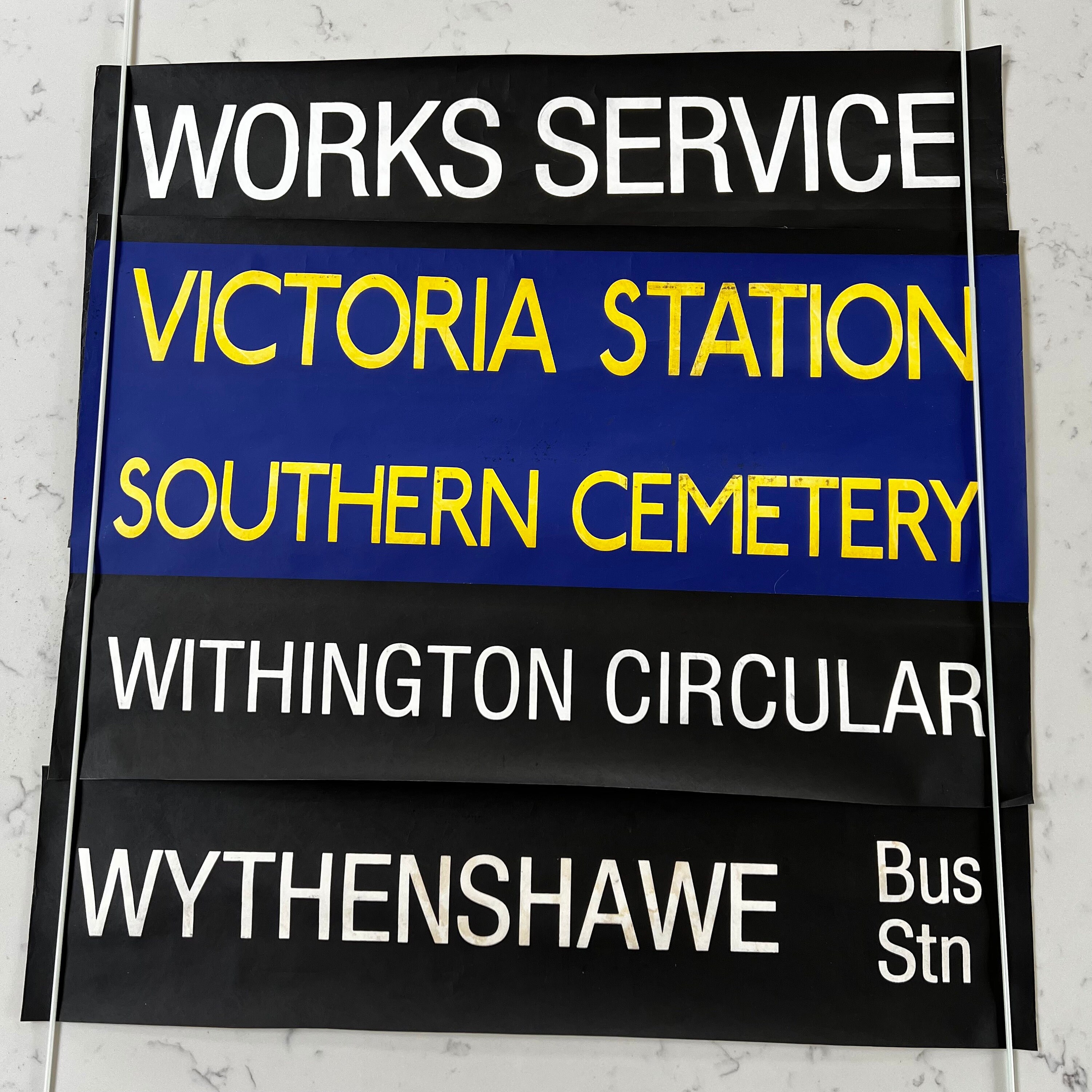 1980s Bus Sign INDIVIDUAL Place-name Manchester 2 Works Service ...