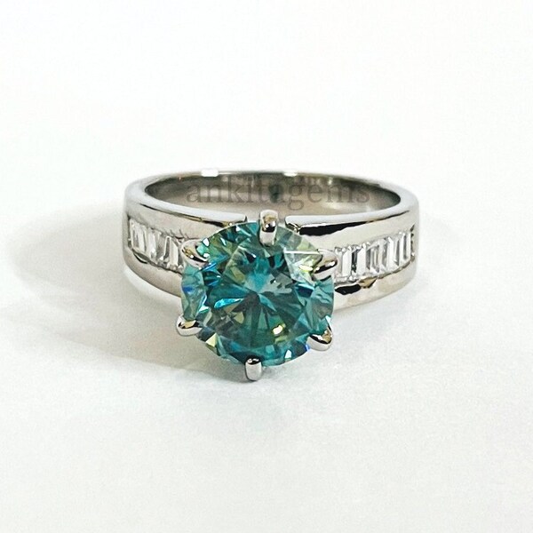 Blue Diamond Anniversary Ring - Etsy