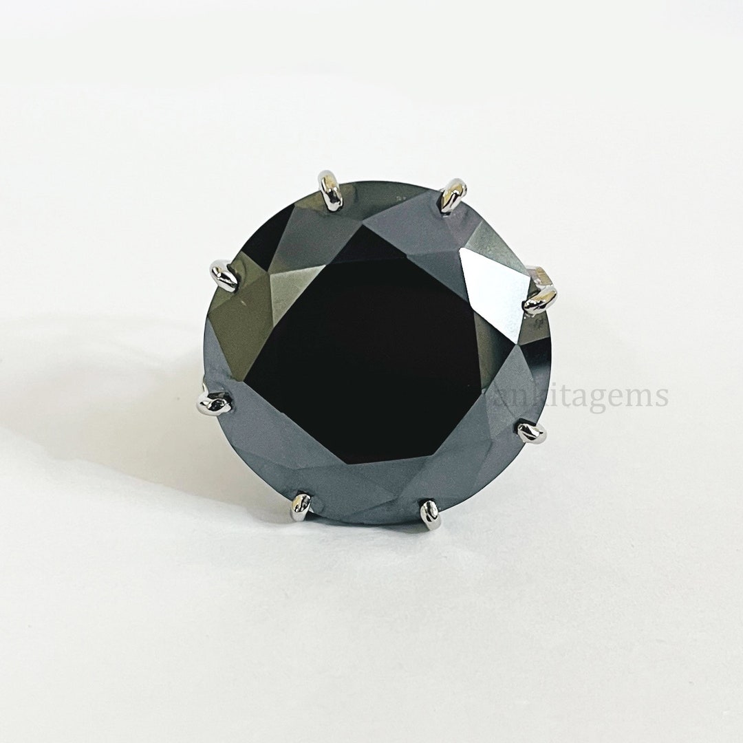 60 Ct Black Diamond Ring Carbonado Earth Mined, Certified AAA Grade ...