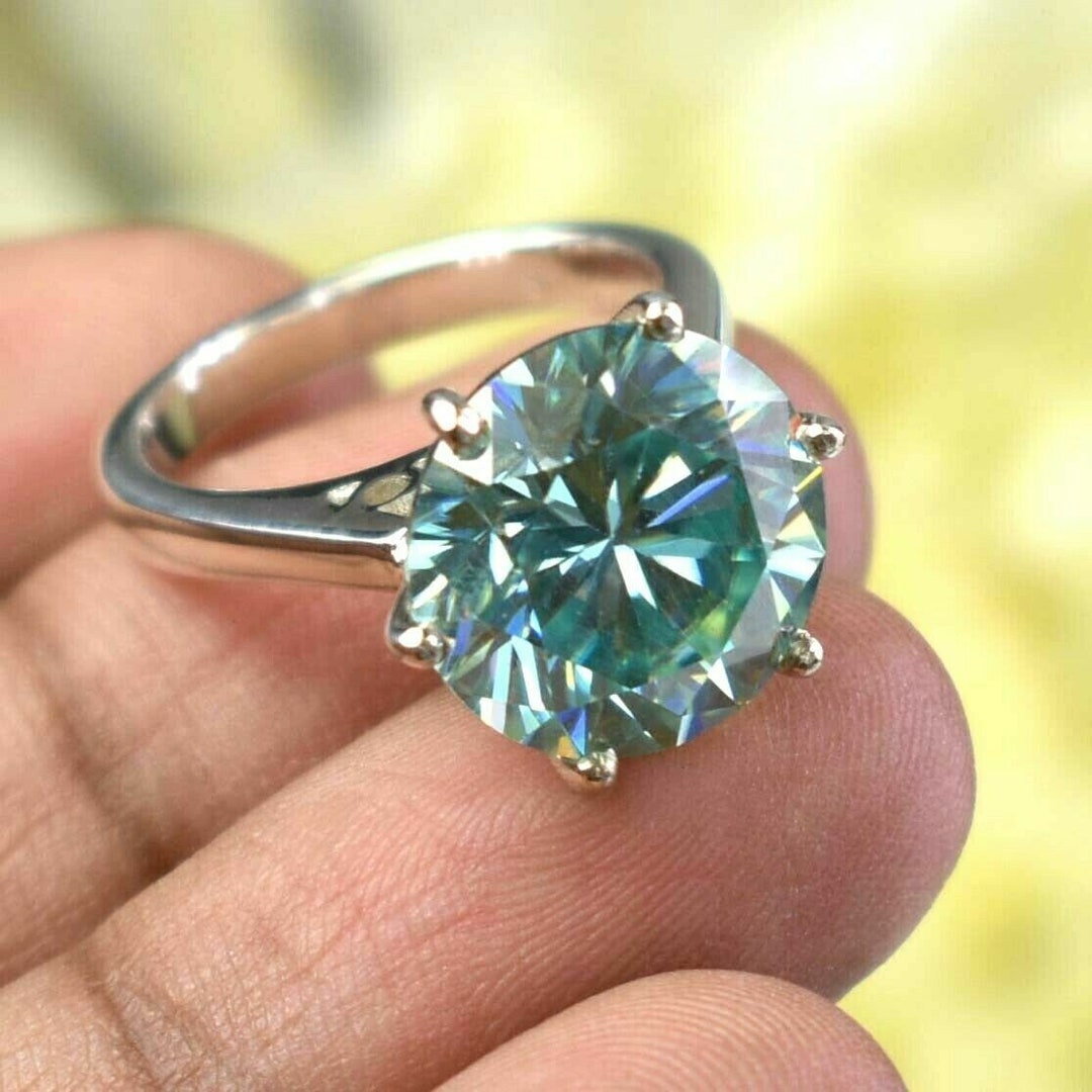 5 Ct Blue Diamond Ring High Top Ring With White Gold Finish - Etsy