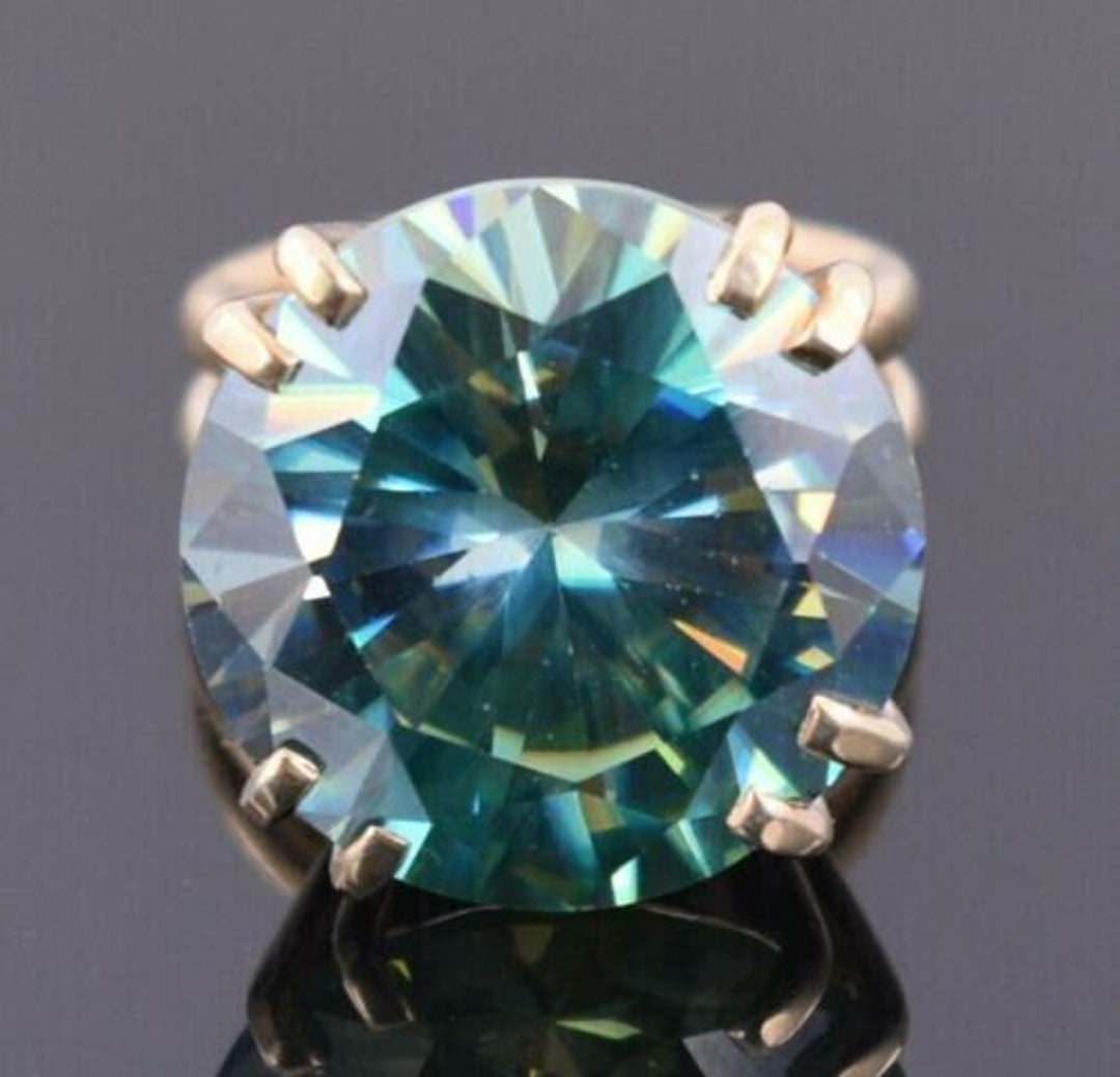 Fancy Blue Diamond Ring 15 Ct in 925 Sterling Silver With Rose Gold ...