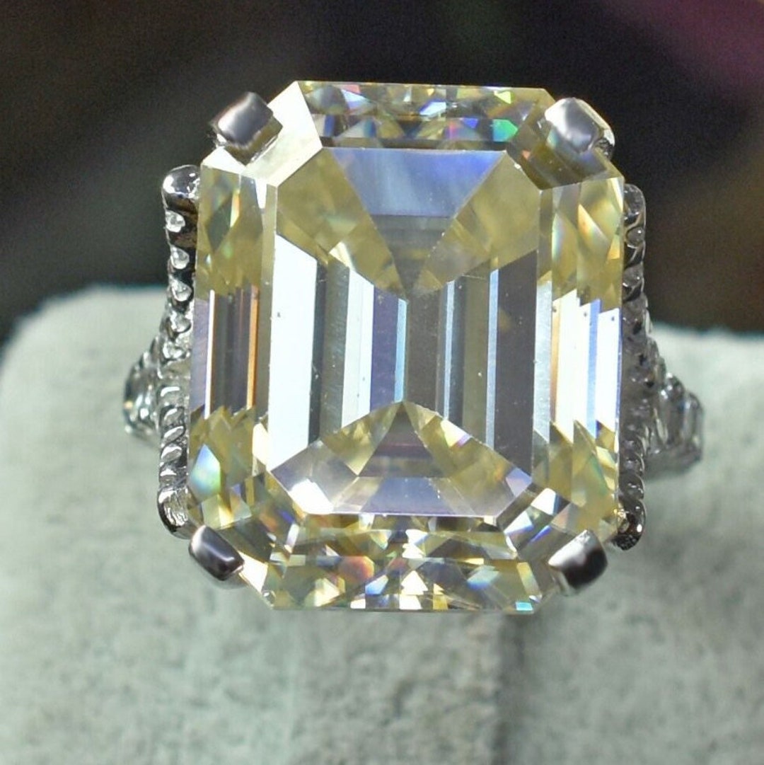 8 Ct off White Emerald Cut Diamond Ring Around With White - Etsy