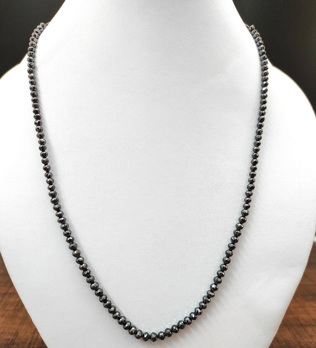 4mm Black Diamond Beads Single Row Necklace AAA Quality 20 - Etsy