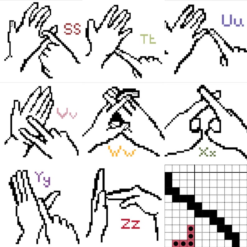 BSL Fingerspelling Alphabet FULL ALPHABET- 26 Cross Stitch Patterns ...