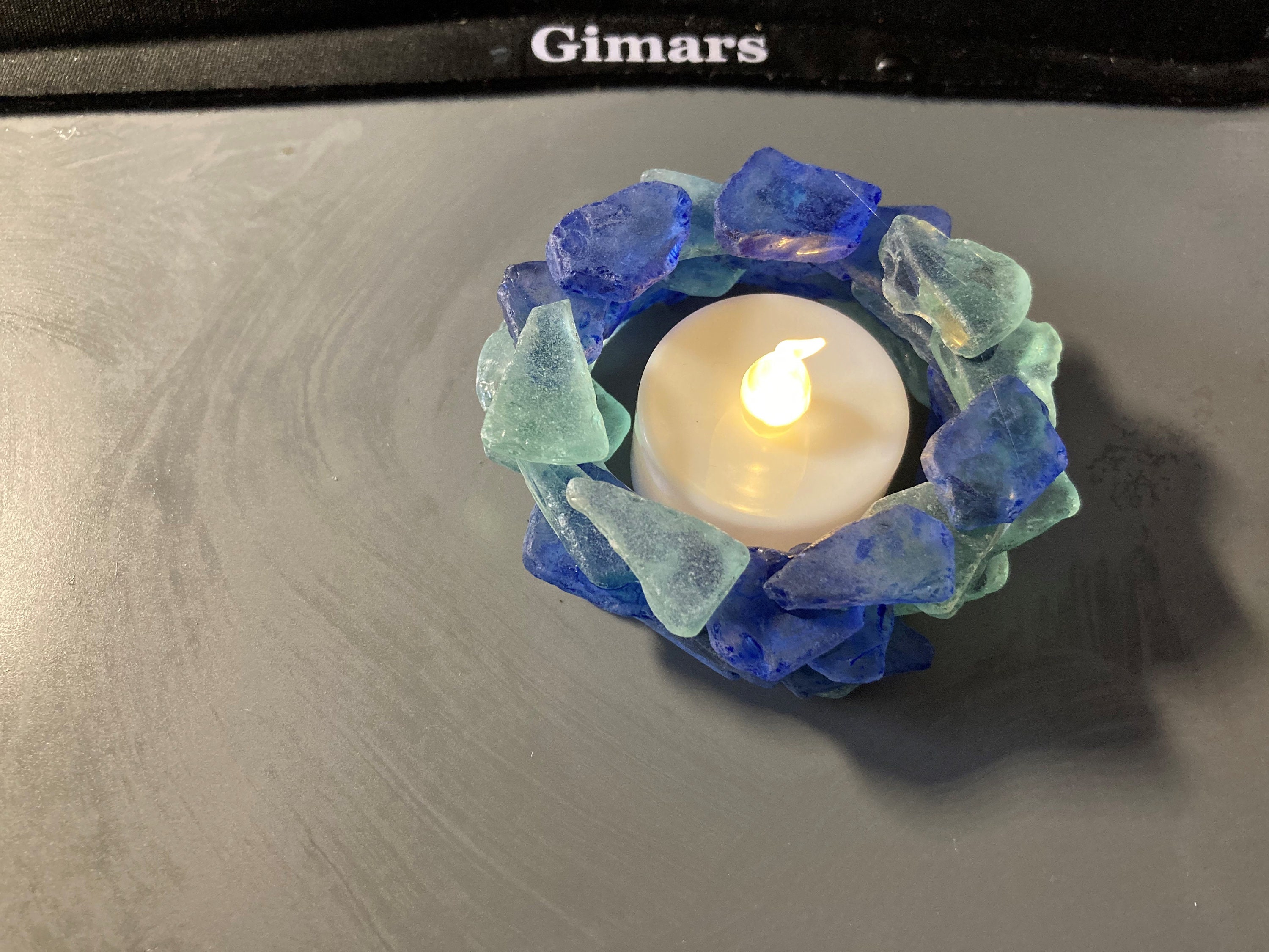 Beach Blue & Green Sea Glass Tea Light Candle Holder | Etsy