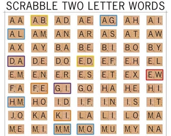 PDF Scrabble Word List Cheat Sheet: 2 Letters Words and Their hooks to Make 3 Letter Words - Etsy