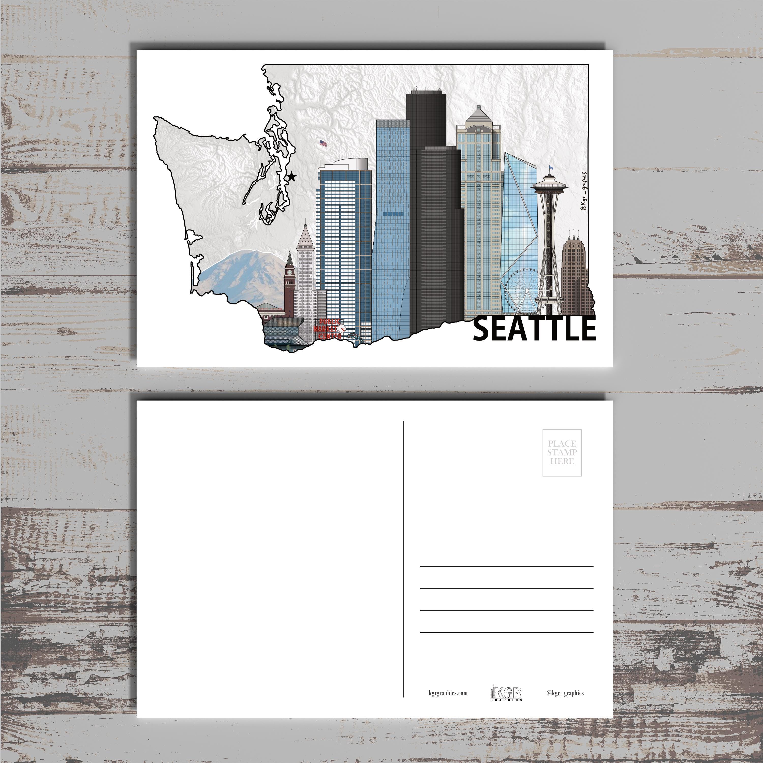 Seattle Architecture Postcards - Set of 4 - Etsy