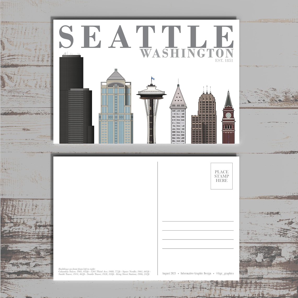 Seattle Architecture Postcards - Set of 4 - Etsy
