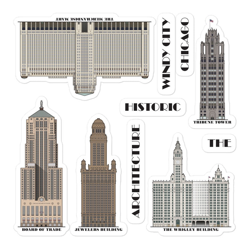 Historic Chicago Architecture Sticker Pack - Etsy