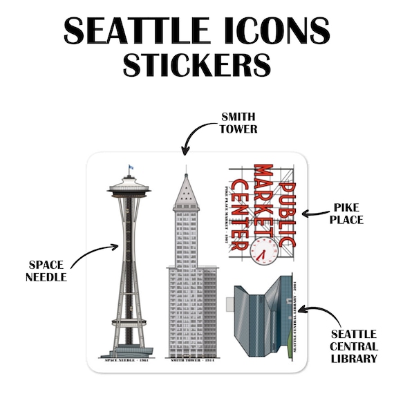 Seattle Icons Aufkleber 4-Pack | Etsy