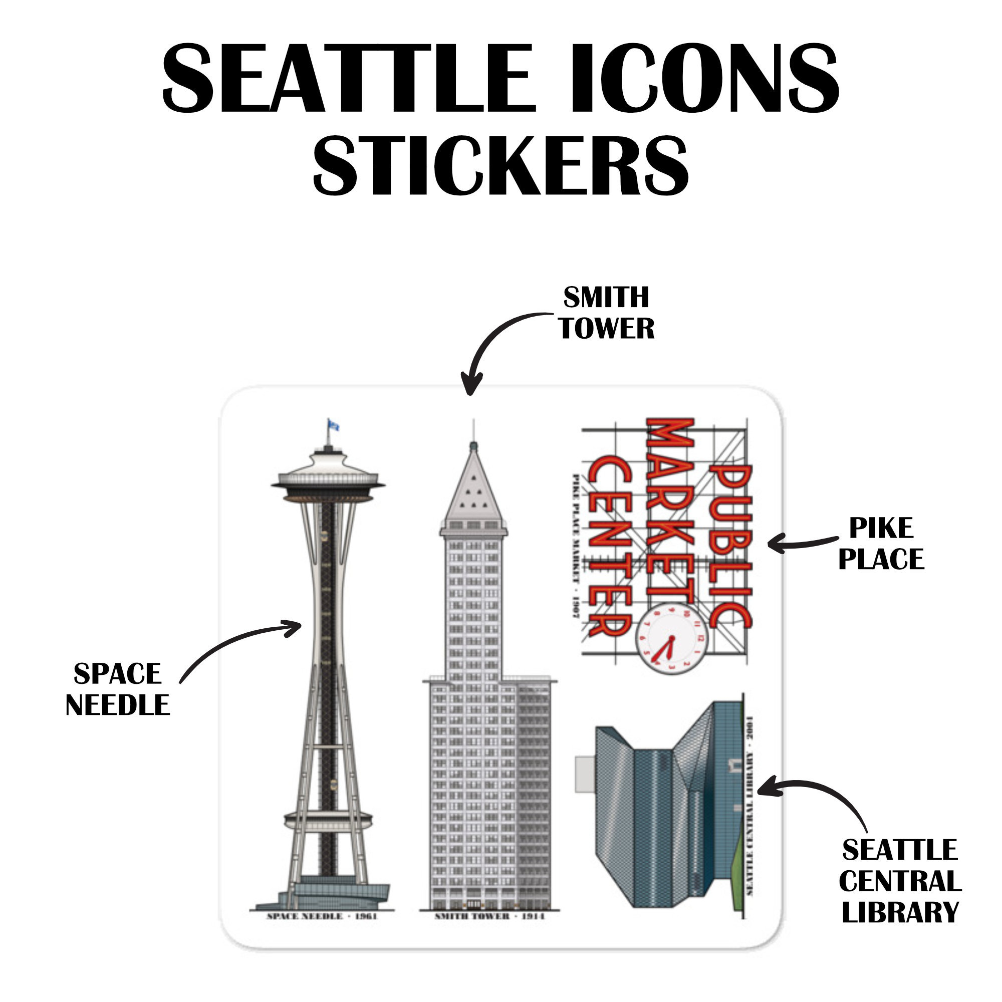 Seattle Icons Stickers paquete de 4 - Etsy España