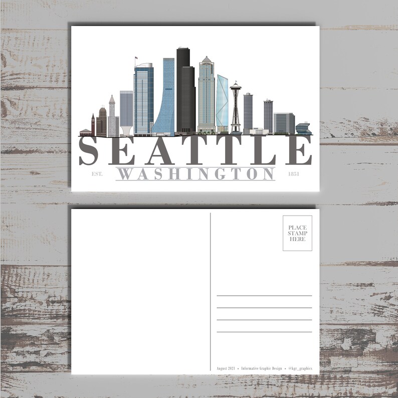 Seattle Architecture Postcards - Set of 4 - Etsy