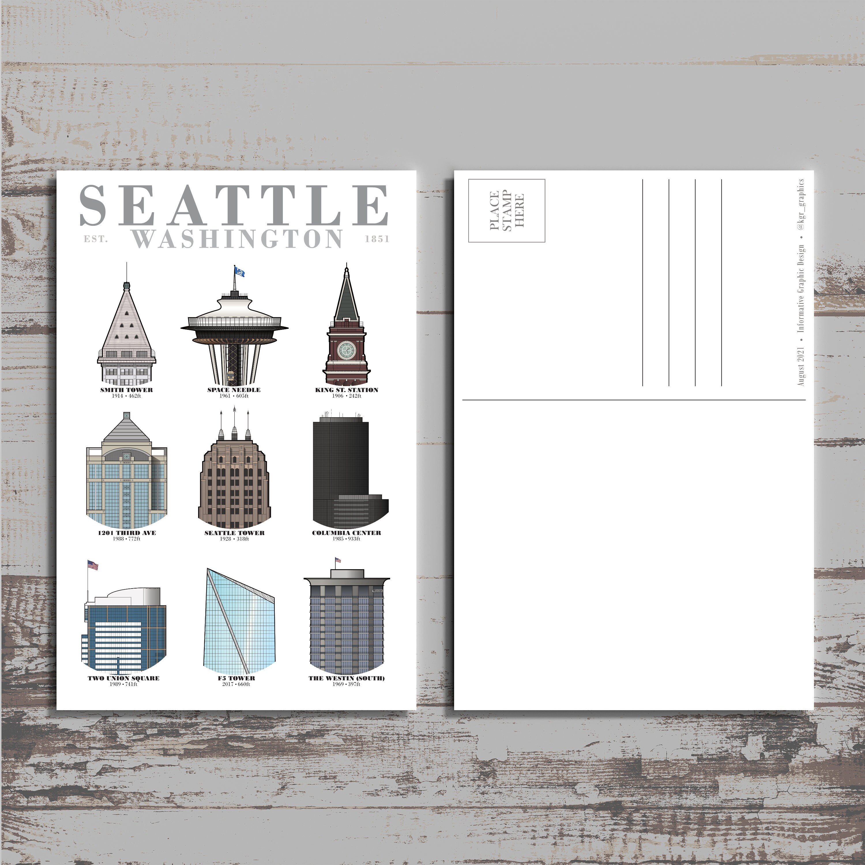 Seattle Architecture Postcards - Set of 4 - Etsy