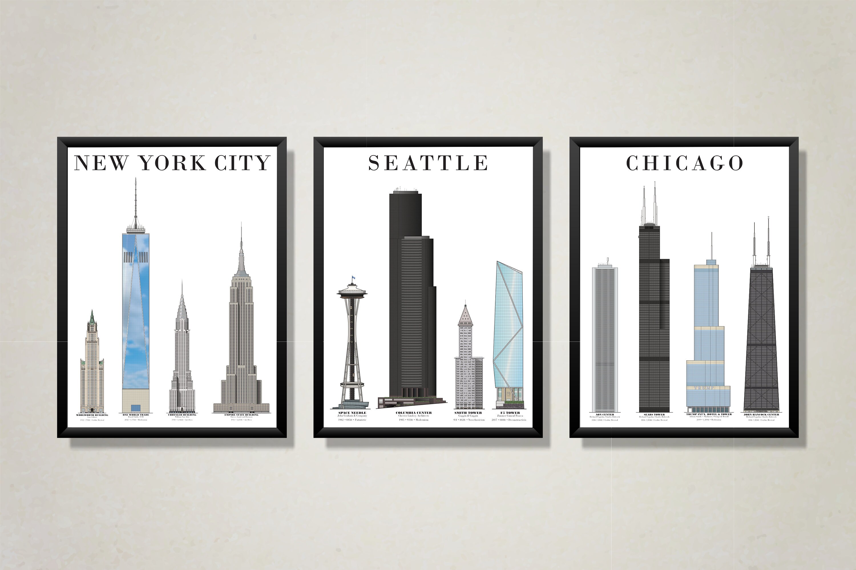 Chicago Architecture Icons Print - Etsy