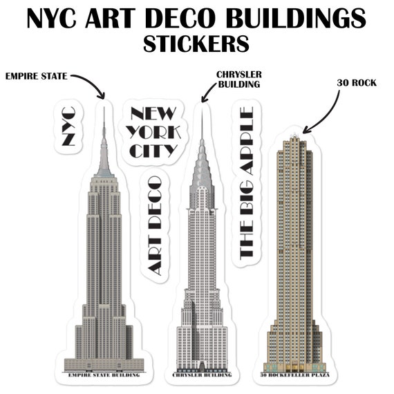 NYC Art Deco Building Stickers 3-pack - Etsy