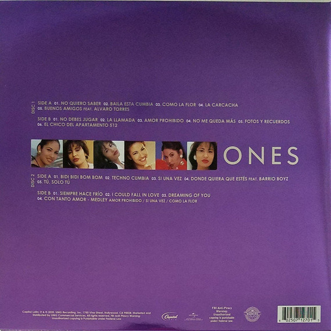 Selena Ones Quintanilla Reissue Vinyl Album (2020 Edition) [2 Picture ...