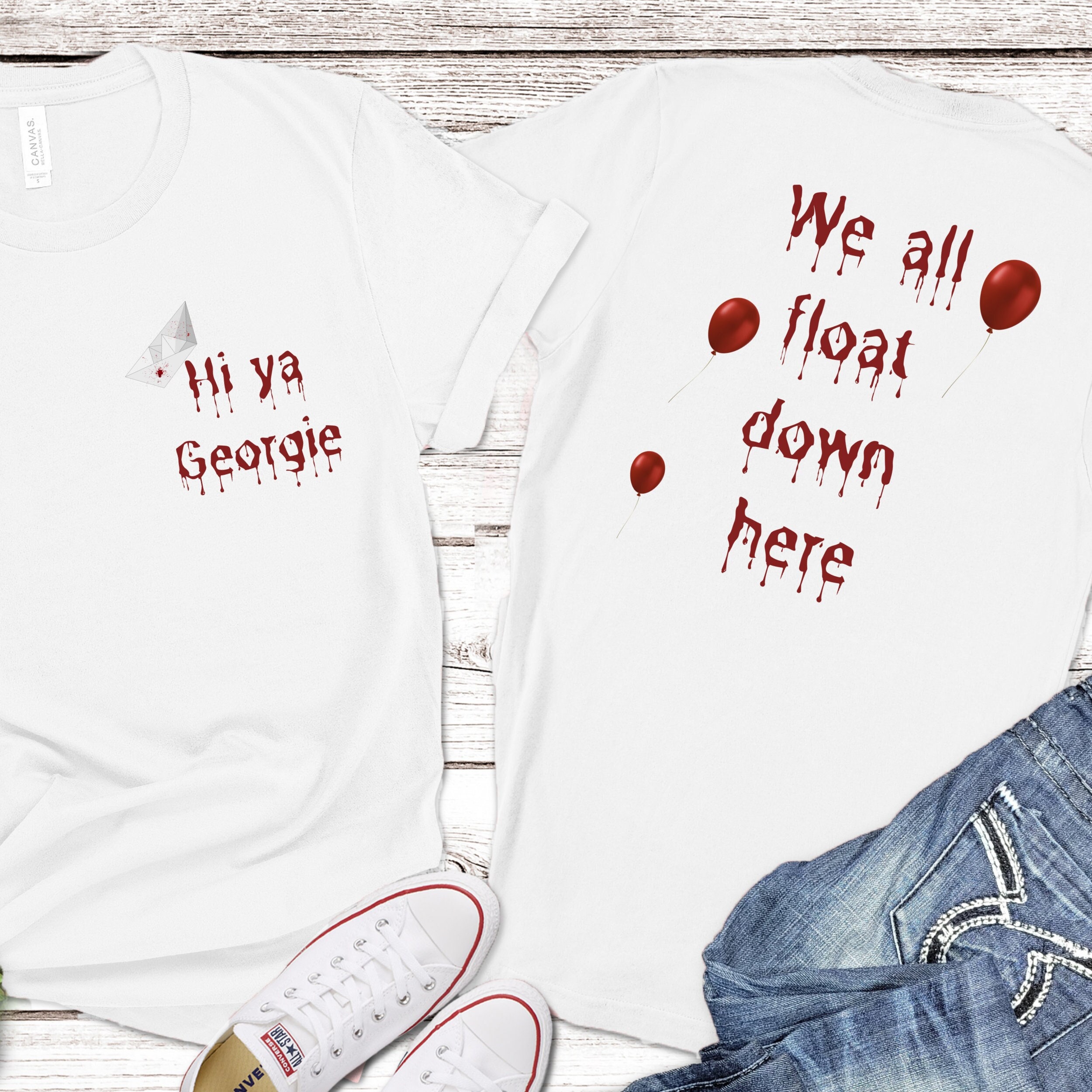 We All Float Down Here Horror Clown Shirt, Hi Ya Georgie Horror Movie Character Halloween Tshirt ...