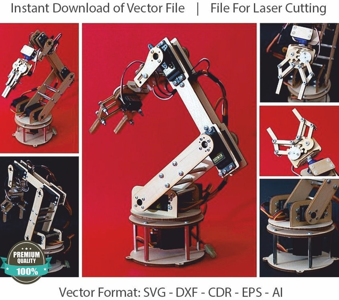 Robot Arm on Servos Laser Cut File SVG DXF Vector Plans Cnc - Etsy UK