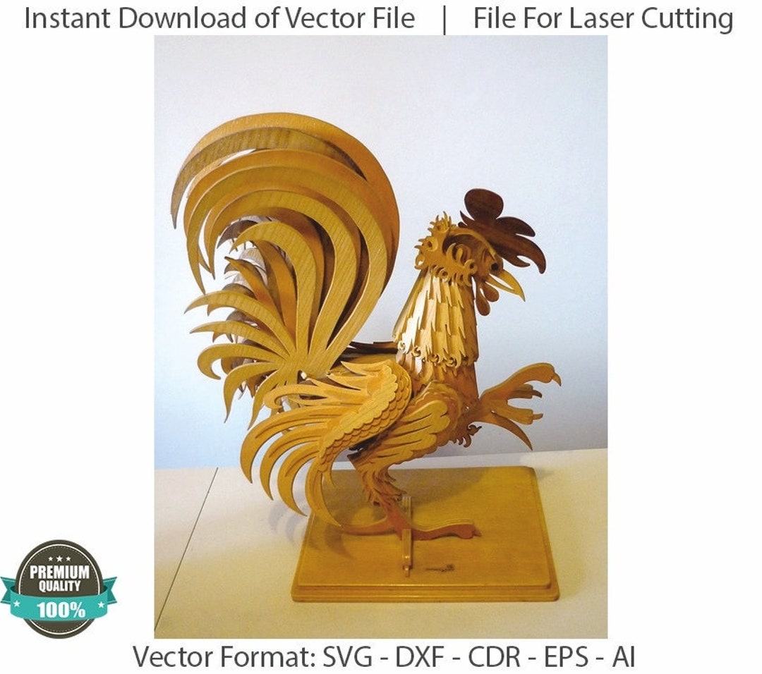 Cock Laser Cut File CNC Router Digital Vector Files Dxf - Etsy
