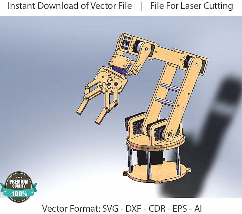 Robot Arm on Servos Laser Cut File SVG DXF Vector Plans Cnc - Etsy UK