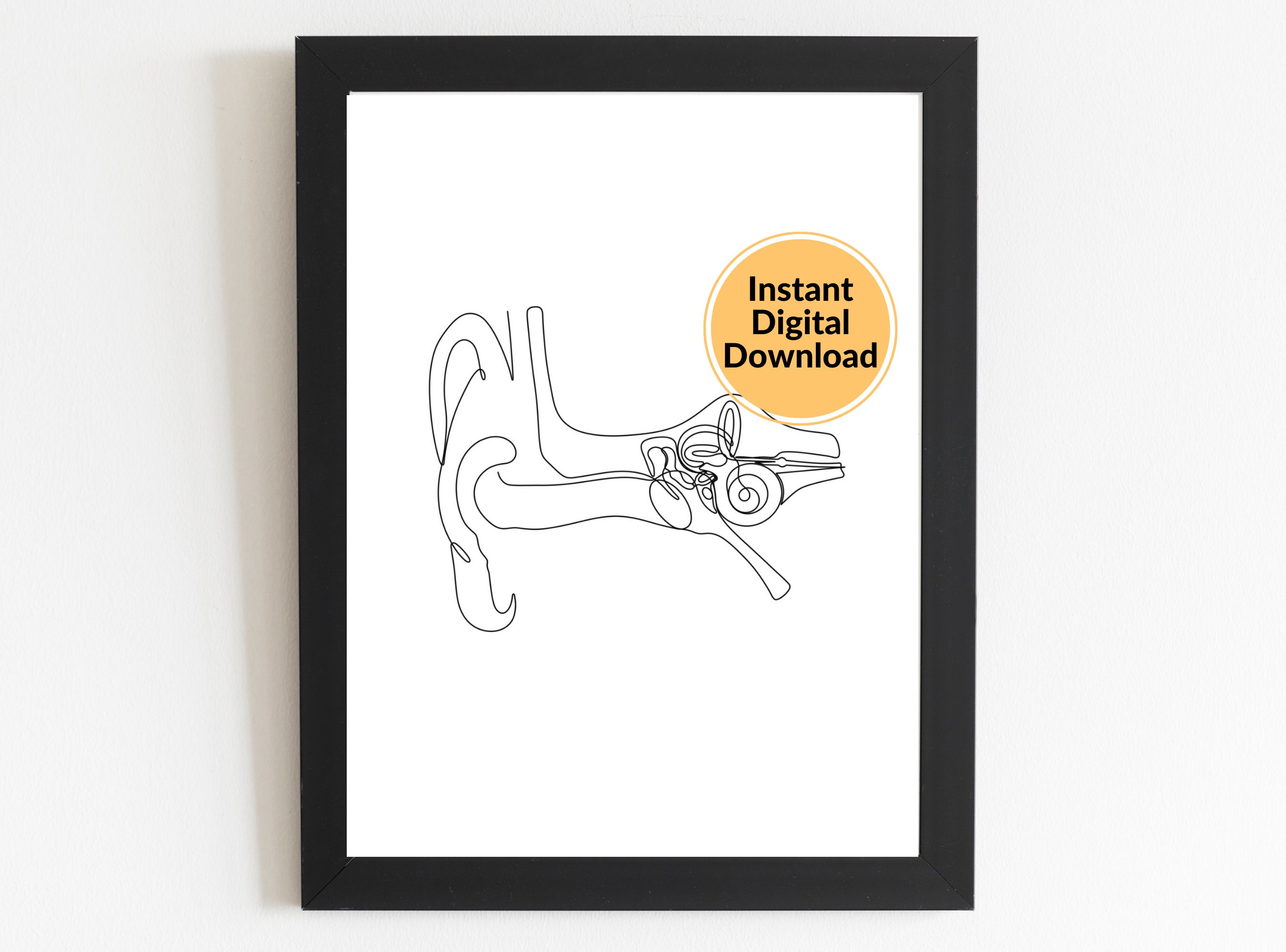 Ear Anatomy Line Art/printable Wall Art/audiology ENT Continuous Line ...