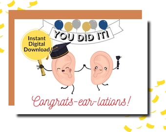 Audiology ENT Thank You Card/audiology Thank You Card/ear Pun Printable ...