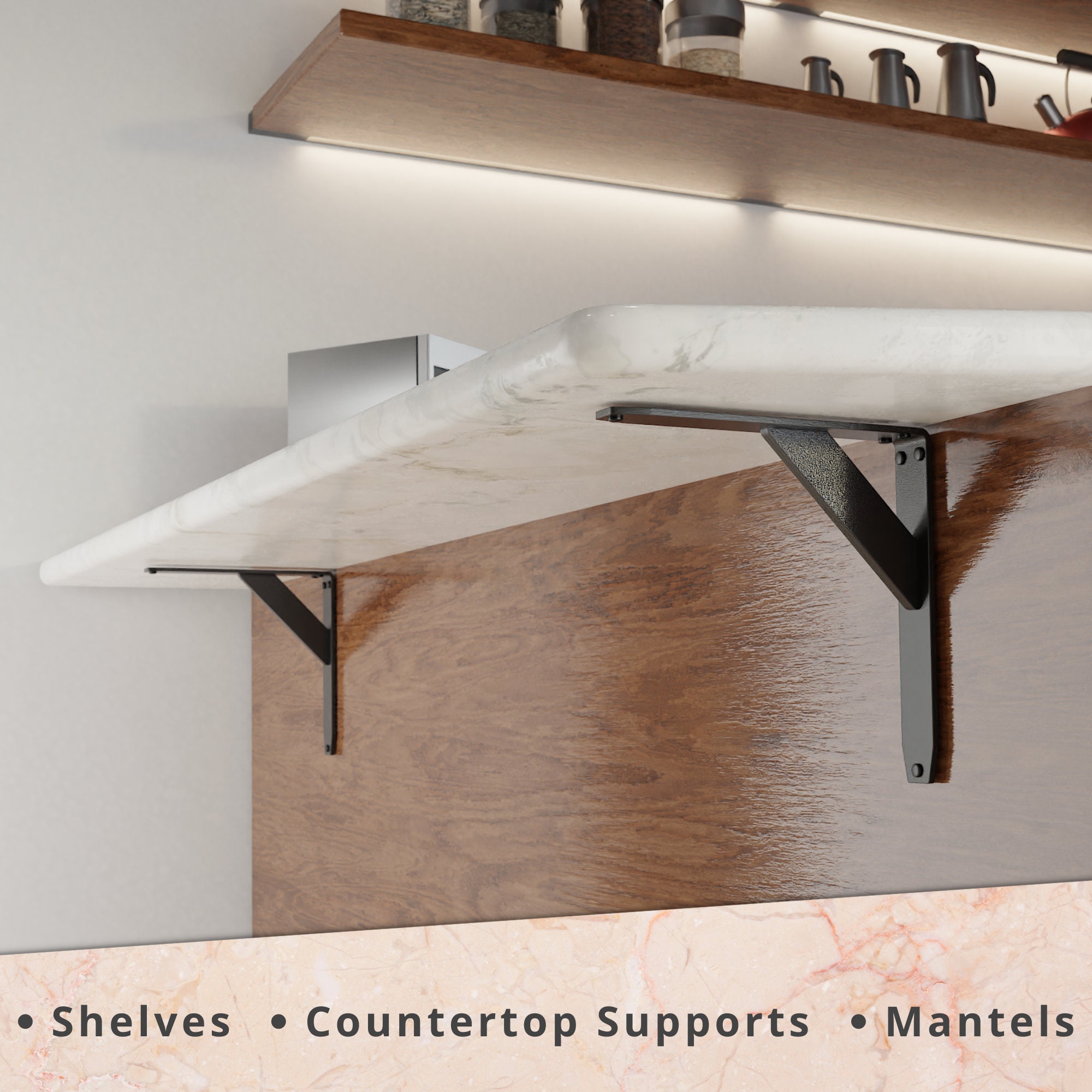 Jetstream Solid Heavy Duty Low Profile Welded Countertop Support Shelf ...