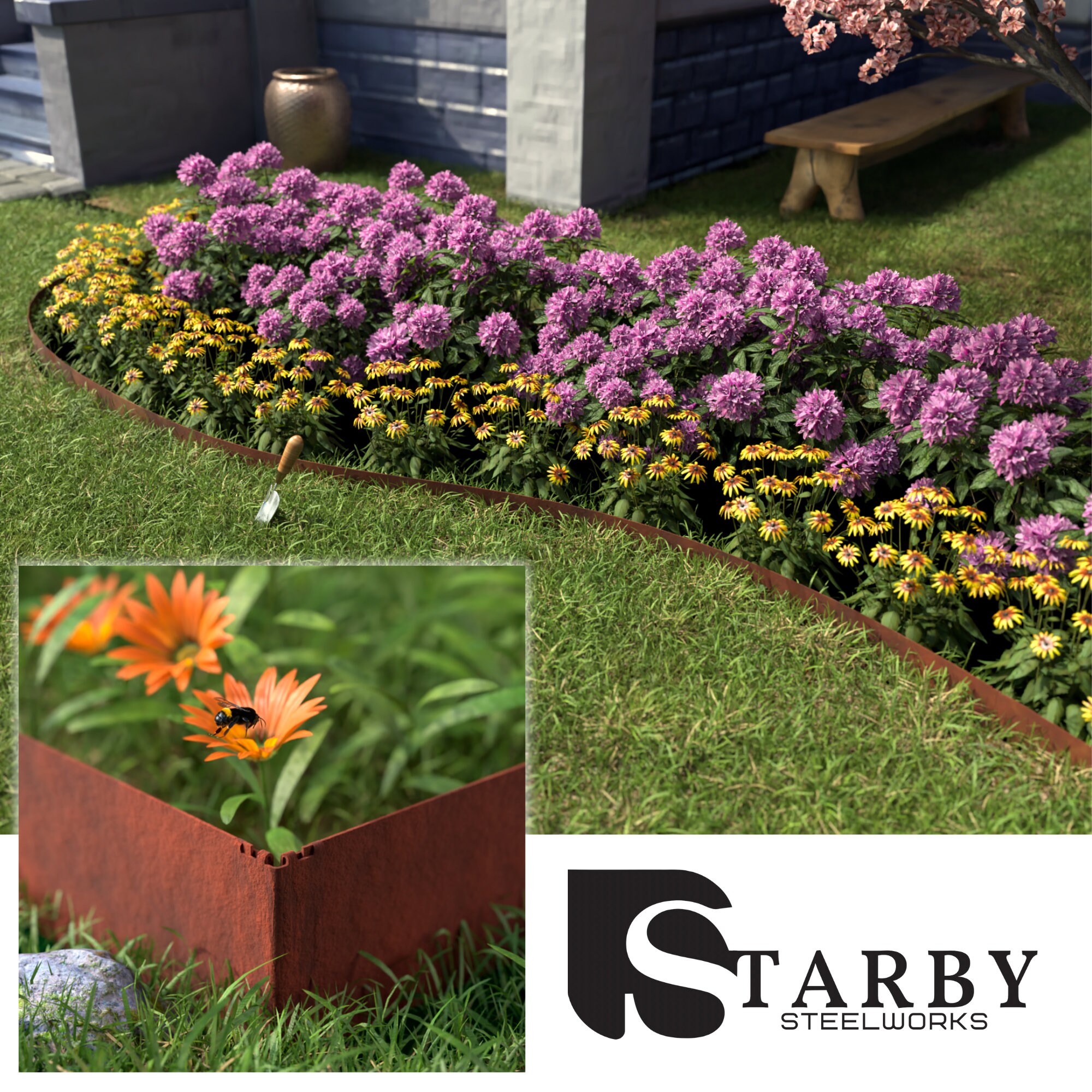 Corten Steel Landscape Edging, Weathered Rust Landscape Edging, Cor-ten ...