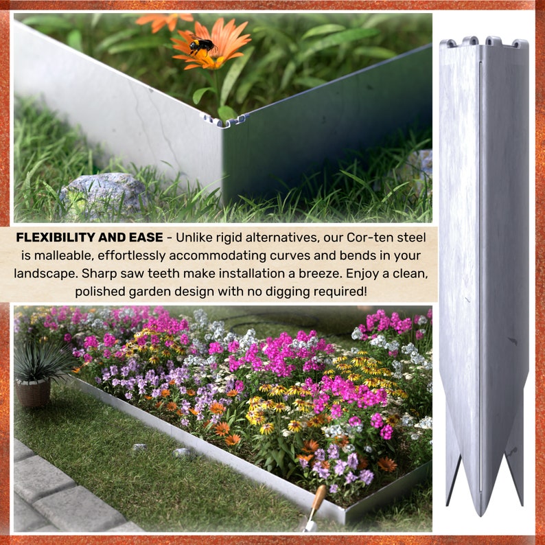 Corten Steel Landscape Edging, Weathered Rust Landscape Edging, Cor-ten ...