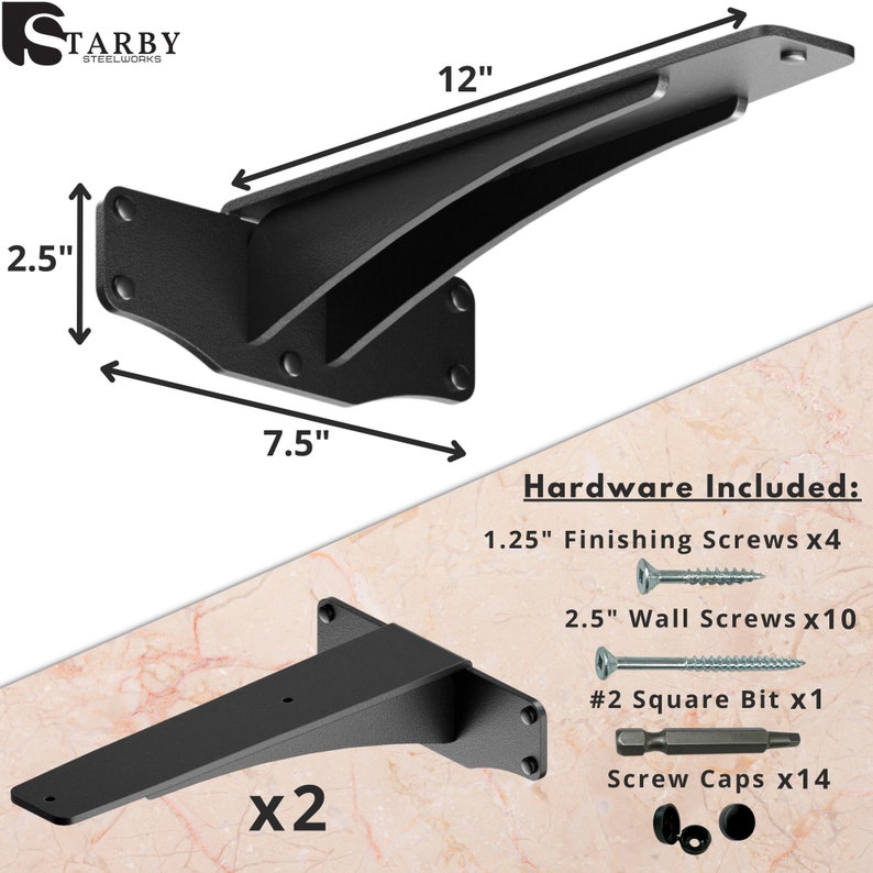 Titan Brackets Granite Countertop Brackets, Floating Shelf Support ...