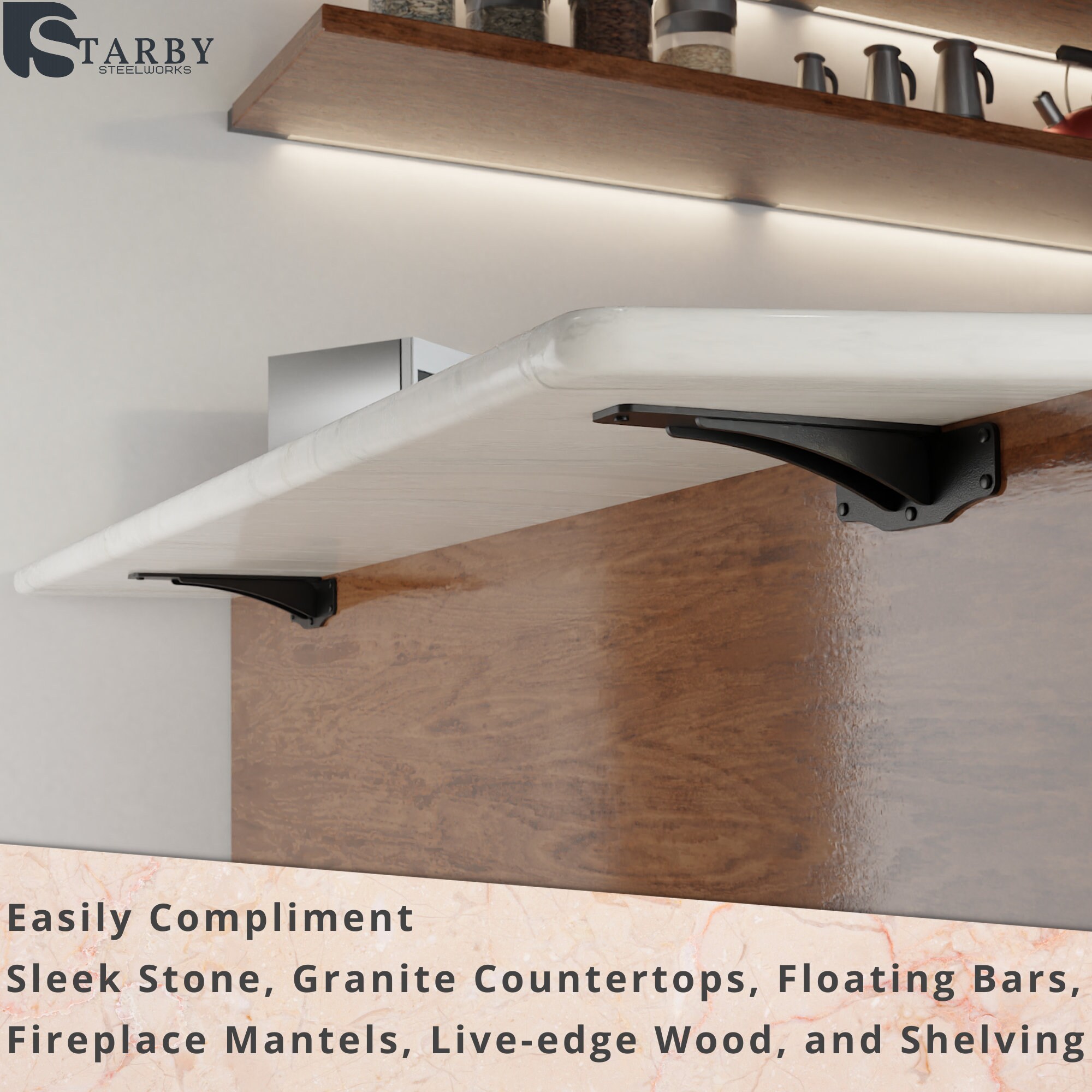 Titan Brackets - Granite Countertop Brackets, Floating Shelf Support ...
