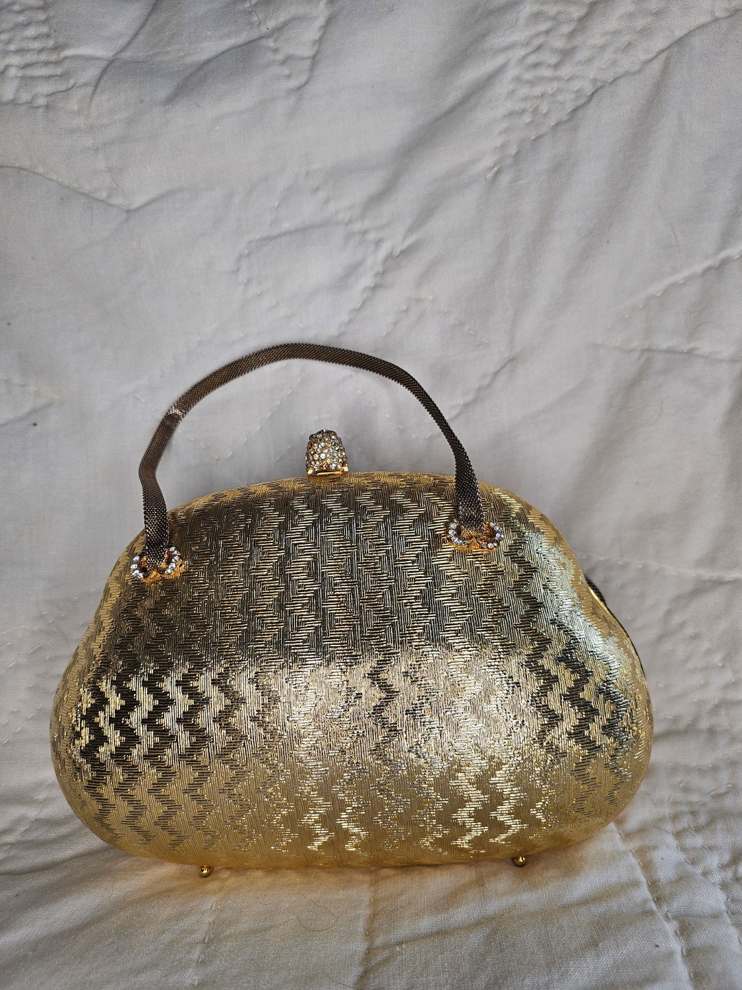 60s Walborg Italian Gold Hardshell Purse - Etsy