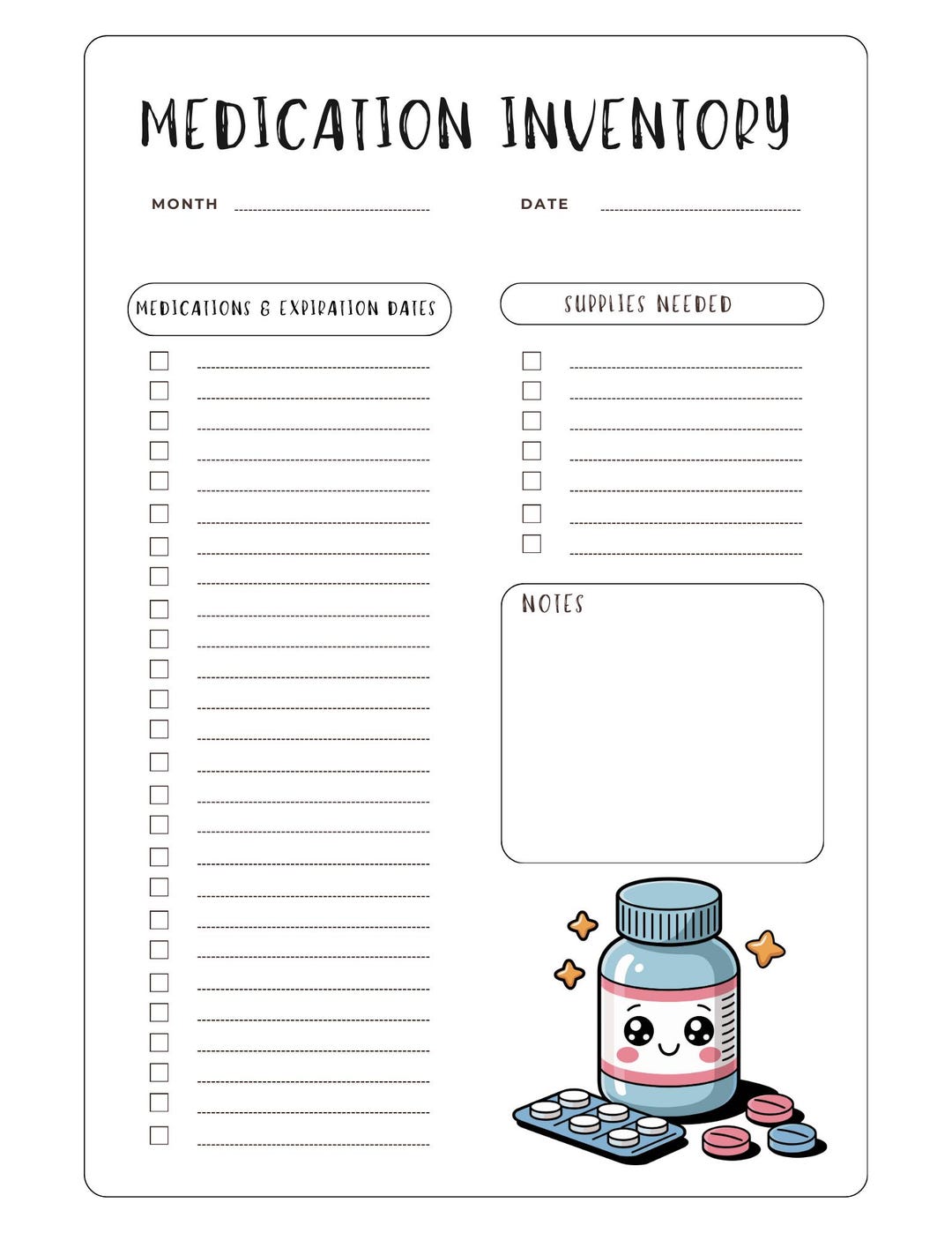 Medication Inventory Template - Etsy