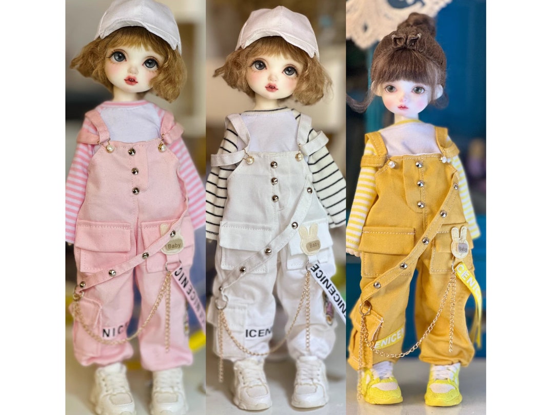 Bjd Doll Hoodies 1/6 Doll Clothes Set 3pcs Strap Pants, T-shirt, Hat - Etsy