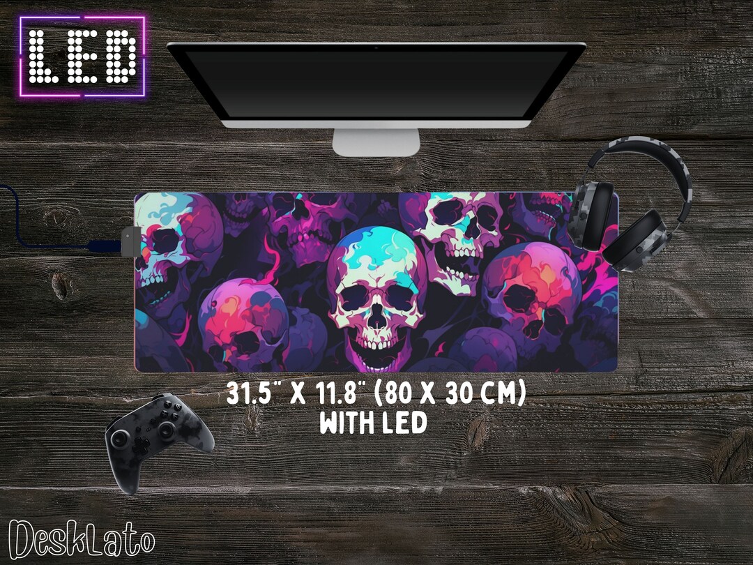 Skull Mouse Pad Skeleton Desk Pad Large Gamer Mouse Pad Horror Desk Mat ...