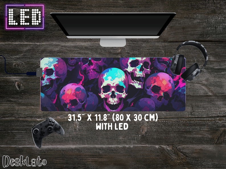 Skull Mouse Pad | Skeleton Desk Pad | Large Gamer Mouse Pad | Horror ...